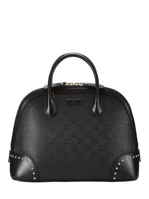 Gucci Embossed Top Handle Convertible Handbag - Black