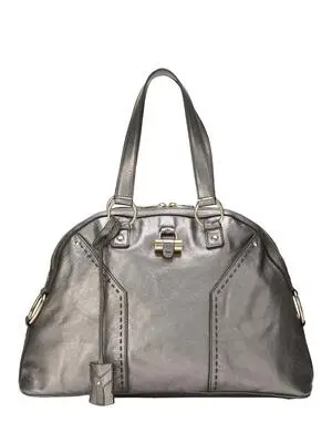 SAINT LAURENT Silver Leather Muse Large