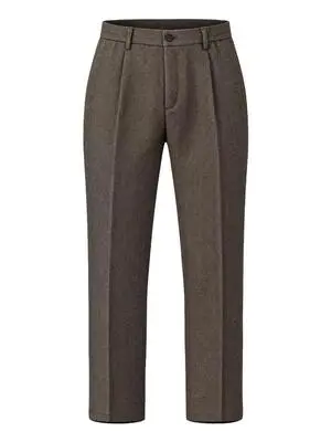 CRUNA Mitte Herringbone-pattern Pleated Trousers - Brown
