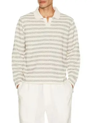 PERCIVAL Laurent Long Sleeve Regular Polo In Cream - Ecru