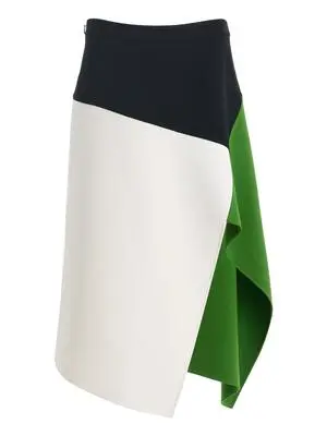 Michael Kors Asymmetric Wool Midi Skirt - Multi