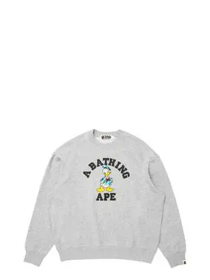A BATHING APE X Disney Mickey Mouse Milo Relaxed Fit Crewneck 'burgundy' Red