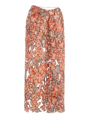 PRABAL GURUNG Floral Sequin Embroidered Tulle Hand-Draped Sari Overlay Skirt