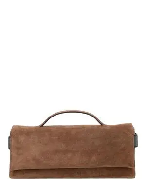 Brunello Cucinelli Leather Mini Clutch Bag With Essence, 14 Cm X 33 Cm X 8 Cm - Brown