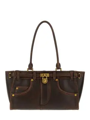 Michael Kors Hamilton Mini Leather Shoulder Handbag With Gold-tone Hardware - Brown