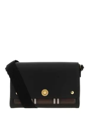 Burberry Leather Crossbody Handbag With Adjustable Strap, 25 Cm X 17 Cm X 9 Cm - Black