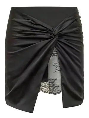 ACTUALEE Lace-trim Knotted Mini Skirt