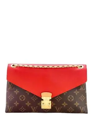 LOUIS VUITTON Pallas Chain Monogram Canvas And Calfskin Shoulder Bag - Red