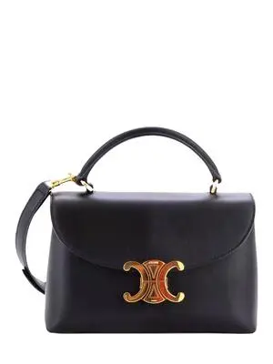Celine Nino Top Handle Bag Leather Teen Satchel - Black