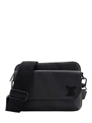 LOUIS VUITTON Fastline Messenger Bag Aerogram Leather Crossbody Bag - Black