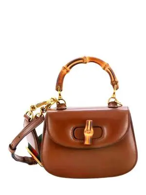 Gucci Bamboo 1947 Top Handle Bag Leather Mini Shoulder Bag - Brown
