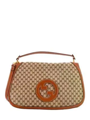 Gucci Blondie Nm Top Handle Bag Gg Coated Canvas With Leather Maxi Satchel - Brown