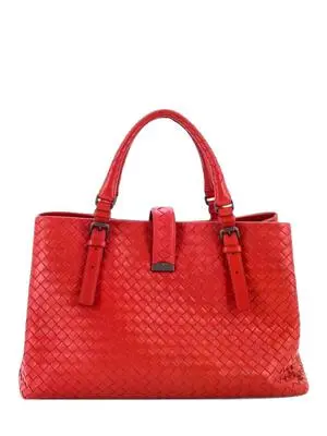 Bottega Veneta Roma Bag Intrecciato Nappa Medium Tote Bag Red