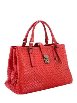 Bottega Veneta Roma Bag Intrecciato Nappa Medium Tote Bag Red