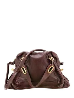 Chloé Paraty Top Handle Bag Leather Medium Satchel Brown