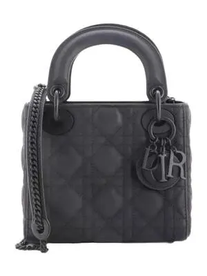 Dior Ultra Matte Lady Chain Bag Cannage Quilt Calfskin Mini Shoulder Bag - Black