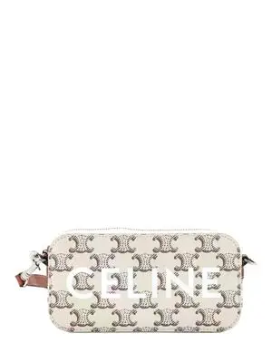 Celine Horizontal Pouch Crossbody Bag Logo Triomphe Coated Canvas Shoulder Bag - Neutrals