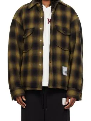 Mihara Yasuhiro Long-sleeved Plaid Padded Jacket - Khaki