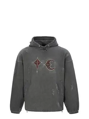 THUG CLUB Rock Distressed-details Hoodie - Grey