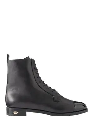 Jennifer Chamandi Patent Leather-trimmed Leather Ankle Boots - No
