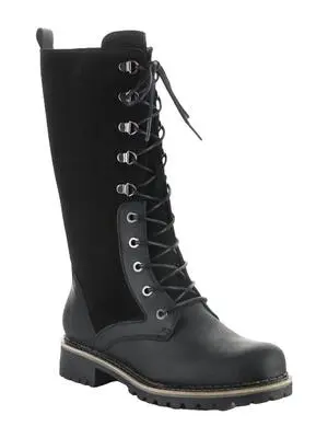 BOS. & CO. Havi Leather Lace-up Tall Boot - Black