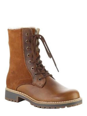 BOS. & CO. Cyrus Leather Boot With Faux Fur Trim - Cognac/toffee