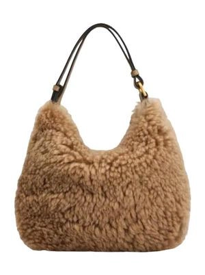 TOD'S Metal Dots Mini Bag In Shearling - Beige