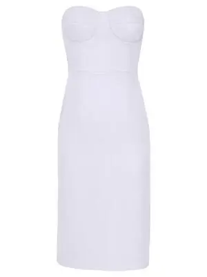 NOMI FAME Oramor Bluish Strapless Crepe Corset Midi Dress - Grey