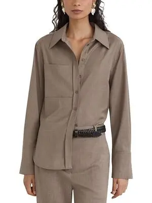 REISS Adie Stretch Wool Shirt - Neutral