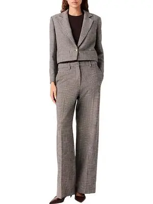 Maje Check Print Wide Leg Pants - Brown