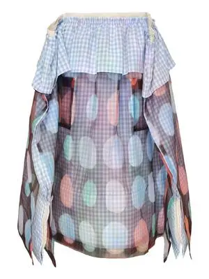 COMME DES GARÇONS TAO Gingham-check Polka-dot Midi Skirt - Blue