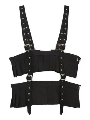 Noir Kei Ninomiya Buckled Pleated Top - Black