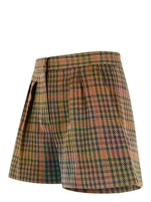 Max Mara Jacquard-knit Glen Plaided Shorts Brown