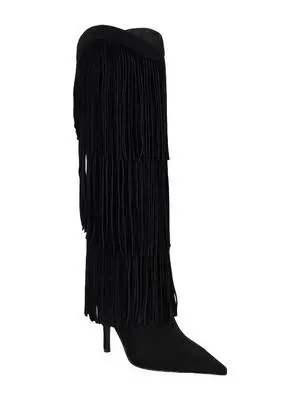 Nine West Genviv Fringe Knee High Boot - Black