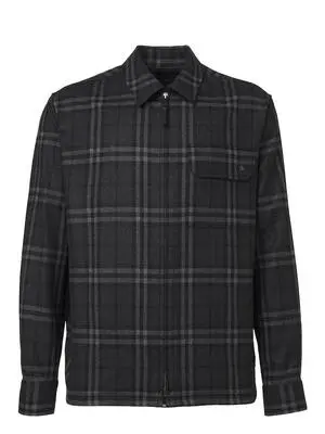 Burberry Check Wool And Cashmere Jacket - Grey