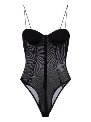 Alex Perry Sheer Bodysuit - Black