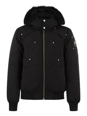 Moose Knuckles Original Ballistic Down-filled Bomber Jacket With Hood And Shearling Trim - Black