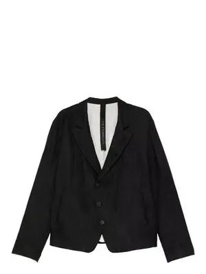FORME D'EXPRESSION Crinkled-finish Single-breasted Blazer - Black