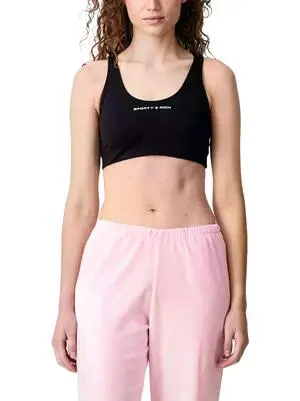 Sporty & Rich Logo-print Racerback Sports Bra - Black