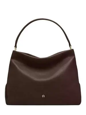 AIGNER Medium Paola Leather Shoulder Bag - Brown