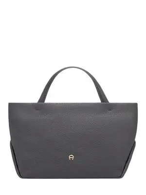 AIGNER Small Paola Grained-leather Tote Bag - Grey