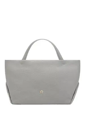 AIGNER Small Paola Grained-leather Tote Bag - Grey