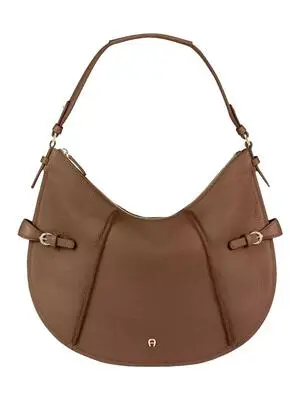 AIGNER M Cavallo Buckle-detail Crescent Shoulder Bag - Brown