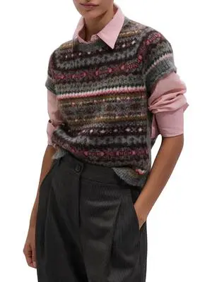 ME+EM Lofty Fairisle Baby Knit Tee - Grey Multi