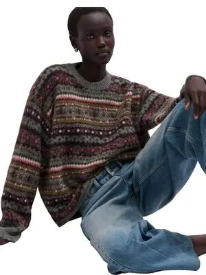ME+EM Fair Isle Relaxed Sweater - Grey Multi