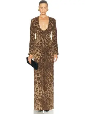 Burc Akyol Leopard Caryatid Dress - Camel