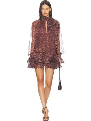 Bardot Bardot Adrie Babydoll Mini Dress In Brown. Leopard