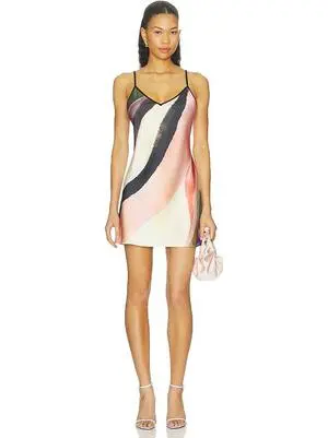 WITH HARPER LU Bias Mini Dress In Multi - Wave