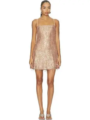 WITH HARPER LU Shift Mini Dress In Metallic Gold - Gold Sequin