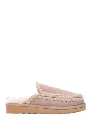 Mou Eskimo Crochet-trim Slip-on Slippers - Neutrals